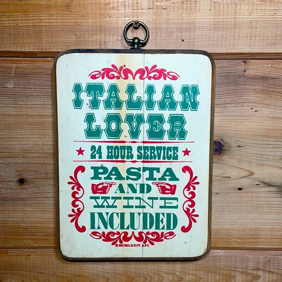Italian | Wall Decor | Vintage 974 Italian Lover Wooden Plaque Pasta ...